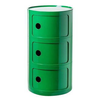 Generic Runder Nachttisch Mit Schubladen, 3-stufiger Beistelltisch Mit Schiebetüren for Schlafzimmer, Wohnzimmer, Badezimmer (rot)(Green a,3 Tier)