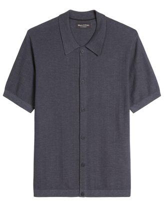 Marc O'Polo Garment Dyed Strick-Kurzarmhemd mit Schattenstreifen in