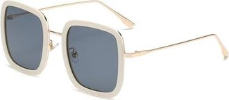 Generic Lunettes De Soleil Carr&eacute;es &Agrave; Grande Monture For Hommes Et Femmes, Vacances, F&ecirc;tes, D&eacute;coration(White)