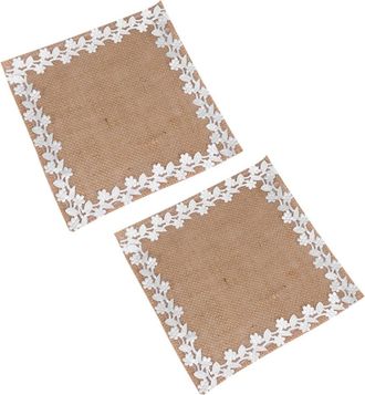 DOITOOL 2 St&uuml;ck Teiliges Platzset mit Spitzenrand Beige Cuisine Pad Stilvolles Tischset f&uuml;r Esstisch Amerikanischer Stil Vintage Blumen Schmetterlingsmuster f