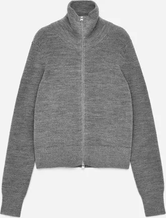 Arket Woll- Und Baumwollstrickjacke Mit Rei&szlig;verschluss -Grau