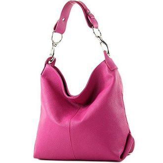 modamoda.de T168 Sac &agrave; bandouli&egrave;re, sac port&eacute; &eacute;paule, en cuir, fabriqu&eacute; en Italie, Rose, M
