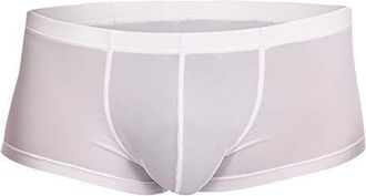 Generic Boxer en soie glacée pour homme - Ultra fin - Séchage rapide - Coupe ajustée - Extensible - Léger - Doux et confortable - Doux et respirant, blanc, L