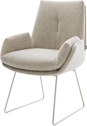 DELIFE Polsterstuhl Clea-Flex Kufengestell Edelstahl Webstoff Soft Beige