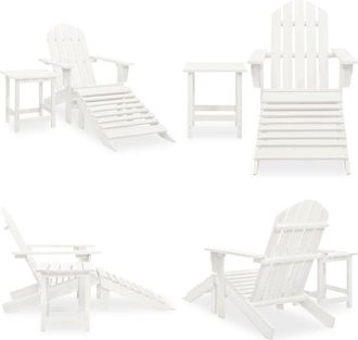 vidaXL Vidaxl - Adirondack-Gartenstuhl mit Fu&szlig;st&uuml;tze & Tisch Tannenholz Wei&szlig; - Gartenstuhl - Holz Gartenm&ouml;bel - Esszimmerstuhl - Outdoor M&ouml;bel