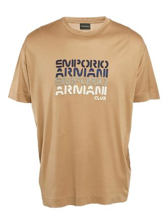 Emporio Armani t-shirt à logo appliqué - Marron