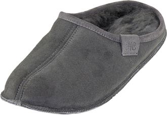 Harrys-Collection Extra Dicke Lammfell Pantoffeln mit Ledersohle f&uuml;r Damen und Herren, Farben:grau, Schuhgr&ouml;&szlig;e:39