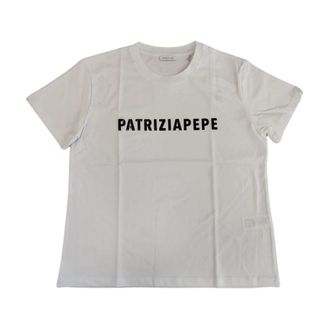 Patrizia Pepe Kurz&auml;rmeliges Baumwoll-T-Shirt - - Tops - Damen - Wei&szlig; - M