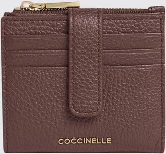 Coccinelle Porte-cartes &agrave; deux volets Metallic Soft en cuir grain&eacute;