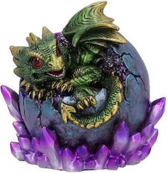 Nemesis Now Emerald Hatchling Glow Green Dragonling Crystal Figurine Smaragdgrüne Drachenfigur, Harz, grün, 12,5 cm