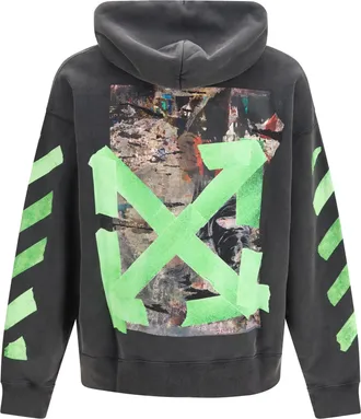 Off-white Mens Bacco Arrow Skate Hooded Sweatshirt Garment Dyed + Fad Cotton Sweatshirts Sweater