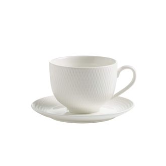 Maxwell & Williams Diamonds round Tasse mit Untertasse, Porzellan,wei&szlig;