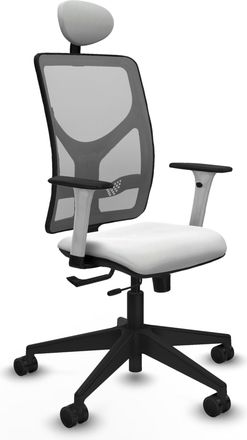 Piqueras y Crespo B&uuml;rostuhl mit hoher R&uuml;ckenlehne, mit wei&szlig;en und schwarzen Armlehnen, h&ouml;henverstellbare Lendenwirbelst&uuml;tze und festes Kopfteil, ausgestattet mit Syncro