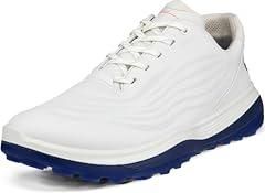 Ecco Chaussures Golf Pleine Fleur Lacets Hommes - Blanc Bleu - UK 8-8.5