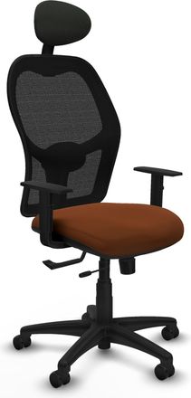 Piqueras y Crespo Stuhl mit Lendenverstellung, Aloc&eacute;n mit 1D-Armlehnen und festem Kopfteil, ausgestattet mit Syncro/Traslack und Schneideschaum, mit Parkettrollen, Schw