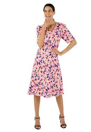 Damart Robe Larges Plis Effet Drap&eacute;, Femme, Evas&eacute;e, Rose Imp, 38