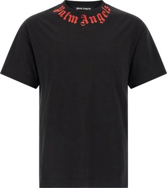 Palm Angels Homme, Tops, Noir, Taille: XS Neck Logo T-Shirt