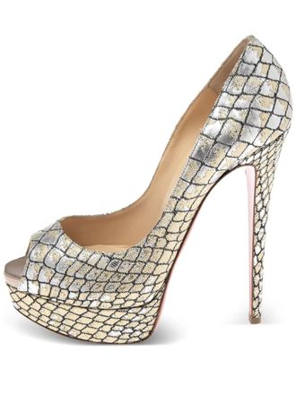 Christian Louboutin escarpins Lady Peep 140 mm - Métallisé