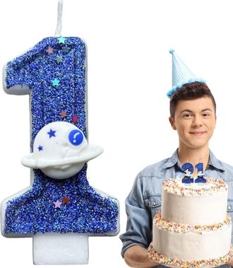 Generic Weltraumthema -Geburtstagskerzen - Blaue Kuchenkerzen, Planetenpartydekorationen | EuSable Decorative Candlesnoveldy Cake Topper Set f&uuml;r Kinder, Freun