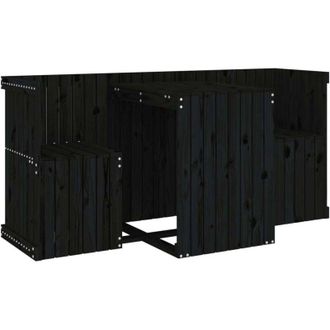 vidaXL Set de balcon 2 places noir bois de pin massif