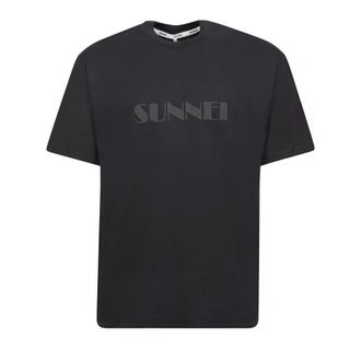Sunnei Sunnei, Homme, Tops, Noir, Taille: XS T-shirts Noirs avec Logo pour Homme