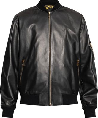 Versace Homme, Vestes, Noir, Taille: M Blouson Aviateur en Cuir