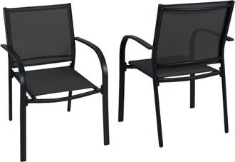 Costway Lot de 2 Chaises de Jardin Empilables en M&eacute;tal avec Assise et Dossier Respirants, pour Jardin, Piscine, 61 x 58 x 85 cm, Charge 150 kg