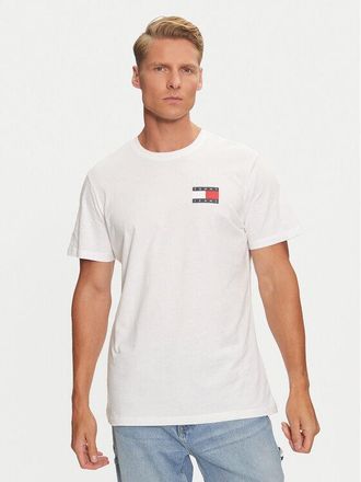 Tommy Jeans T-Shirt Essential Flag DM0DM20740 Wei&szlig; Slim Fit