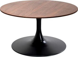 Kare Design Design Schickeria Table Basse en Noyer, Noir/Marron, diamètre 80 cm, Table dappoint, Table de Salon, Aspect Bois, Structure en Acier, Ronde, rétro