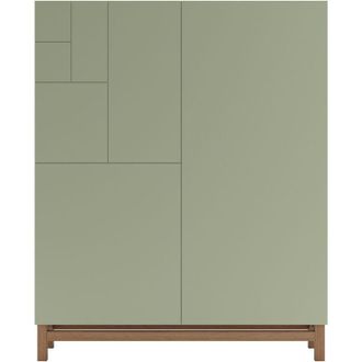 HERDASA Meuble à chaussures, modèle VOLDA, en mélamine couleur noyer et portes vert