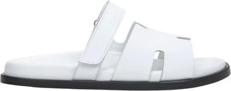 Estro & Luminara Femme, Chaussures, Blanc, Taille: 39 EU Sandales Slides Ajustables en Cuir