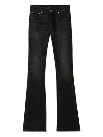 Purple flocked velvet flare jeans - Schwarz