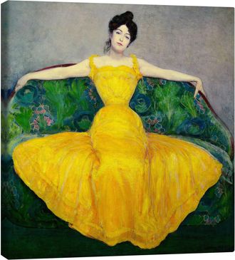 Posterlounge Dame in Gelb Leinwandbild von Maximilian Kurzweil 70 x 70 cm Gelb Wandbilder Wanddeko