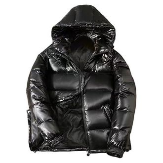 Generic Doudoune dhiver &agrave; capuche m&eacute;tallique isol&eacute;e et imperm&eacute;able rembourr&eacute;e pour homme, Noir, M