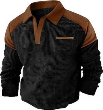 Generic Polo classique uni pour homme, coupe classique, haut basique &agrave; boutons, l&eacute;ger et respirant, tunique dext&eacute;rieur, Noir, 3XL