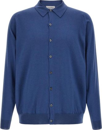 John Smedley Tibor Gestricktes Hemd - - Knitwear - Herren - Blau - L