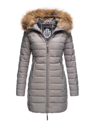 Marikoo Damenjacke Rose mit Steppdesign & abnehmbarem Kunstfellkragen