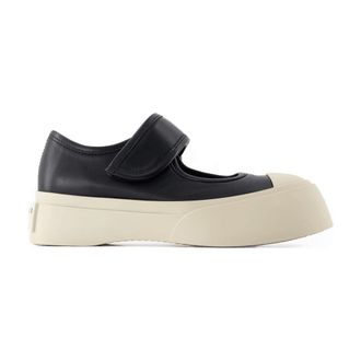 Marni Womens Leather Calfskin Mary Jane Flat Black