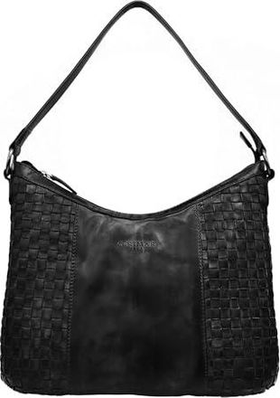 Zerimar Sac bandouli&egrave;re en cuir v&eacute;ritable, confectionn&eacute; &agrave; la main, con&ccedil;u pour les femmes au quotidien, noir, 26 x 30 x 7 cm