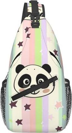 Generic Sac &agrave; dos &agrave; bandouli&egrave;re motif t&ecirc;te de panda arc-en-ciel et &eacute;toile pour homme