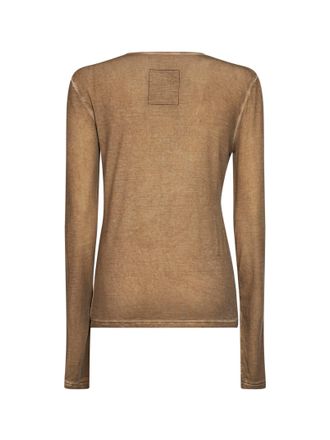 Uma Wang Womens T-Shirt Twisted Jersey Tan Beige Modal Knitwear Sweater