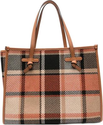 Gianni Chiarini Shopper & Totes - Plaid Shopper Bag With Leather Trim - Gr. unisize - in Braun - für Damen