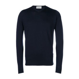 John Smedley Shipton V-neck Jumper - - Knitwear - Herren - Blau - S
