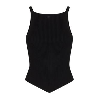 Courr&egrave;ges Femme, Tops, Noir, Taille: 38 FR Top c&ocirc;tel&eacute;