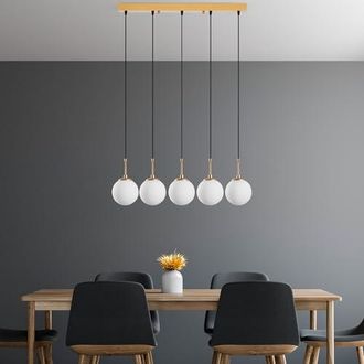 Opviq Elegant Gold Chandelier, Adjustable Height 40-115 cm, Metal Body, 80 x 15 x 115 cm | 5 x E14 Max 40W | Perfect for Modern Living Spaces, IP20 Rated