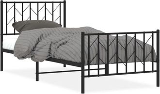 vidaXL Vidaxl - Cadre de lit m&eacute;tal noir 90x190 cm - Acier enduit de poudre - Lattes en m&eacute;tal pour soutien optimal - Hauteur libre 26 cm
