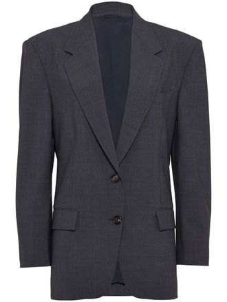 Brunello Cucinelli blazer boutonn&eacute; &agrave; revers crant&eacute;s - Gris