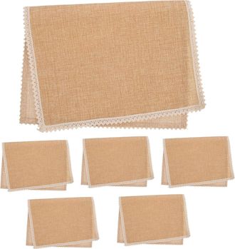 OSALADI 6 St&uuml;ck Waschbares Tischset aus Hitzebest&auml;ndigem Leinenimitat in Haferbraun Dekorative Tischmatten f&uuml;r Esstisch K&uuml;che und Schreibtisch rutschfest und 