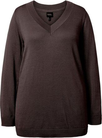 Ulla Popken Strickpullover Pullover V-Ausschnitt Langarm weicher Feinstrick