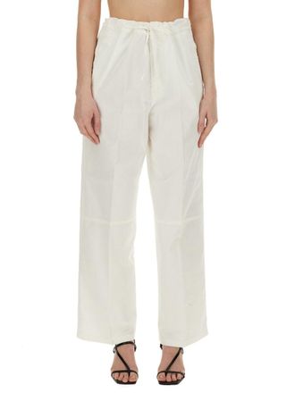 Victoria Beckham Wide-Leg Cotton Trousers - White